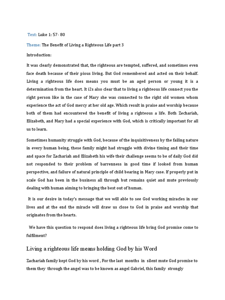 Benefits Living of Righteous 3 | PDF | Religious Belief And Doctrine ...