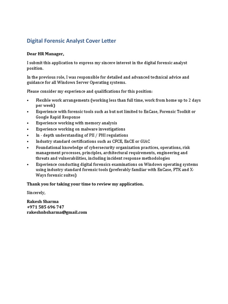 Cover Letter Forensic Expert | PDF | Business