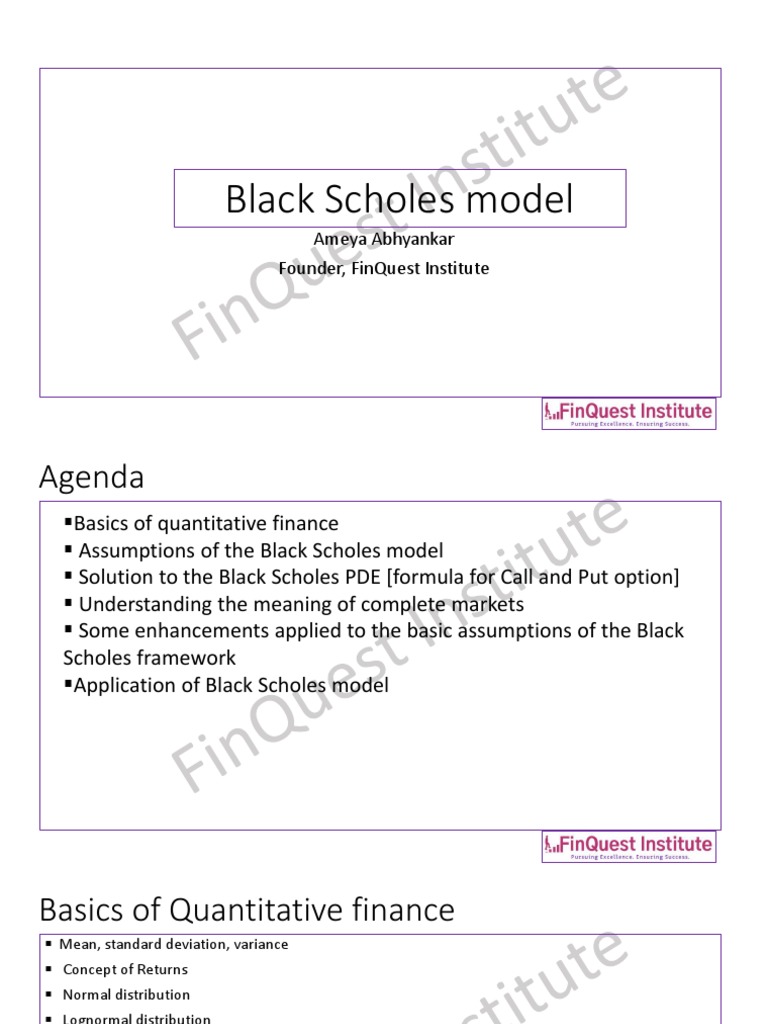 Module 8 - BSM | PDF | Black–Scholes Model | Option (Finance)