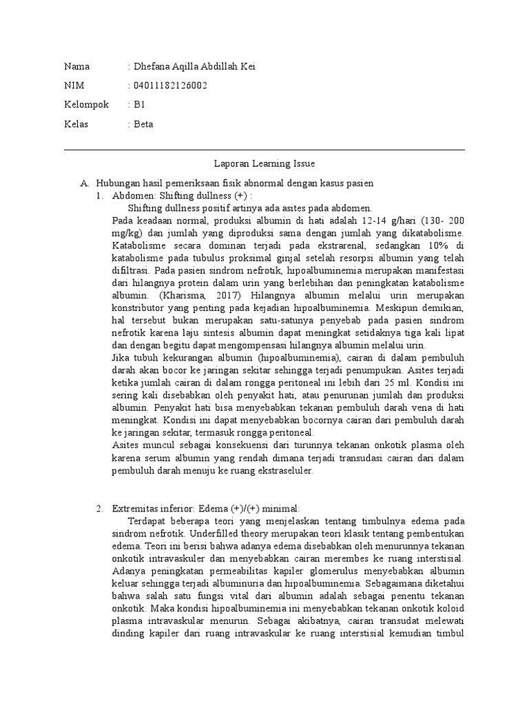 Dhefana Aqilla Abdillah Kei - 04011182126002 - B1-Laporan Li Blok 18 Skenario A | PDF