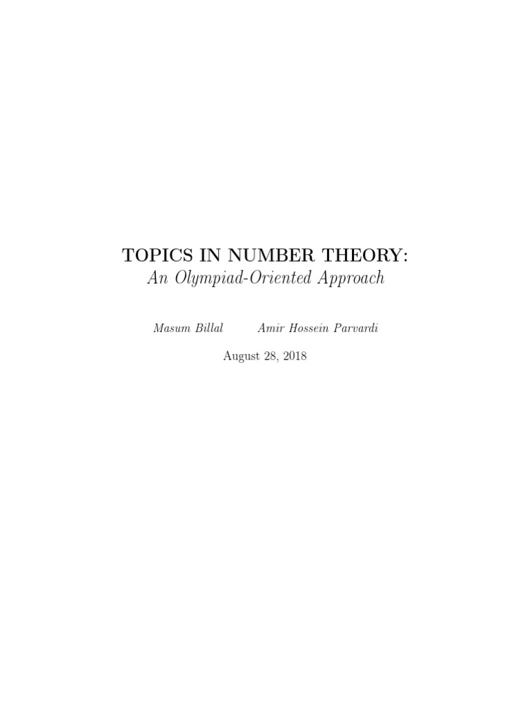 6 Topics - in - Number - Theory | Download Free PDF | Numbers | Mathematics 6 Topics - in - Number - Theory | Download Free PDF | Numbers | Mathematics