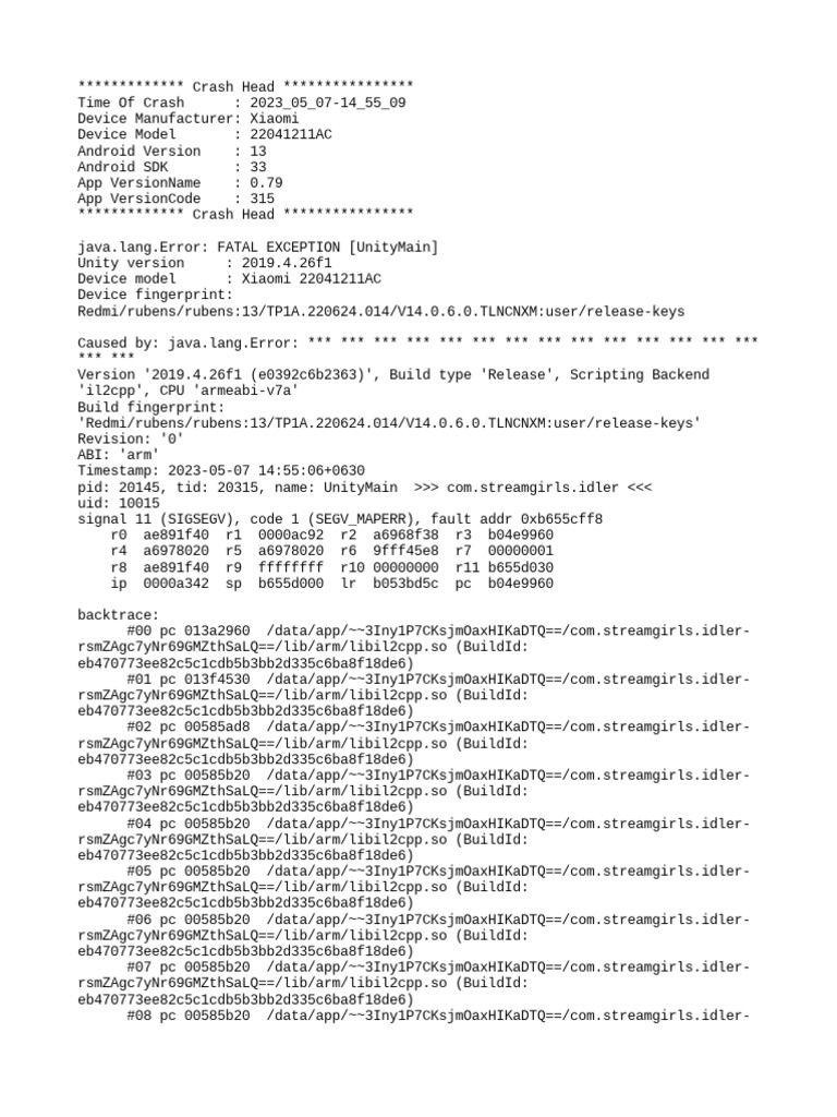 Mod Menu Crash 2023 05 07-14 55 09 | PDF | Android (Operating System) | Tablet Computer