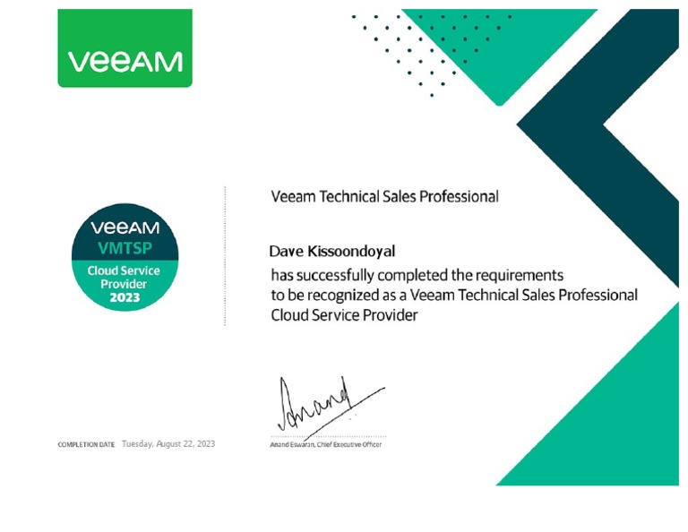 Veeam Technical Sales Professional | PDF