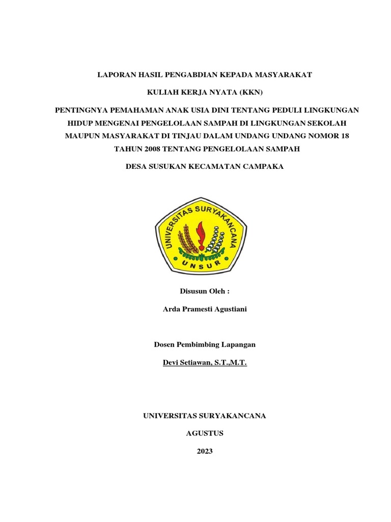 Fix Laporan KKN Arda P | PDF | Ilmu Sosial