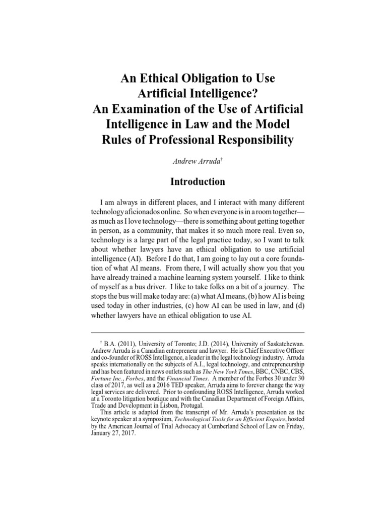 An Ethical Obligation To Use Artificial Intelligence? | PDF ...