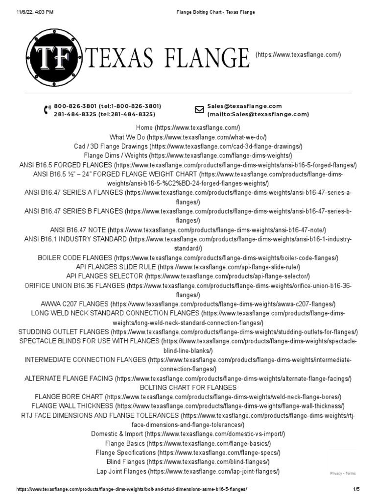 Flange Bolting Chart - Texas Flange | PDF | Mechanical Engineering | Building Engineering