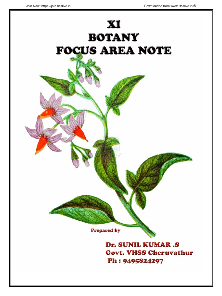 Hsslive Xi Botany Notes by Sunil Kumar | PDF | Meiosis | Mitosis