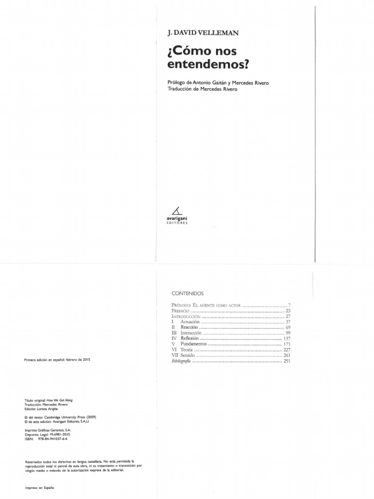 Velleman - Cómo nos entendemos - Caps 1-3 | PDF