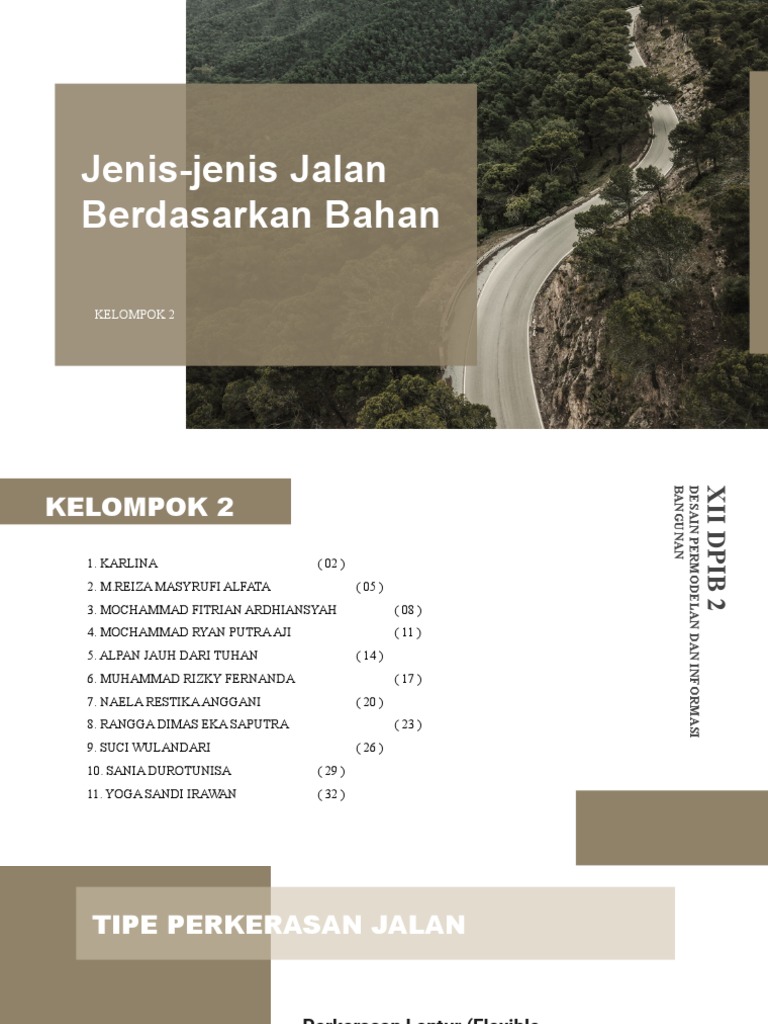 Jenis-Jenis Jalan Berdasarkan Bahan: Kelompok 2 | PDF