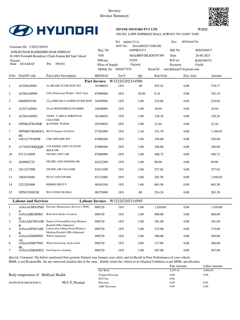 Part Invoice W3222G202314566 | PDF | Vehicles | Vehicle Technology