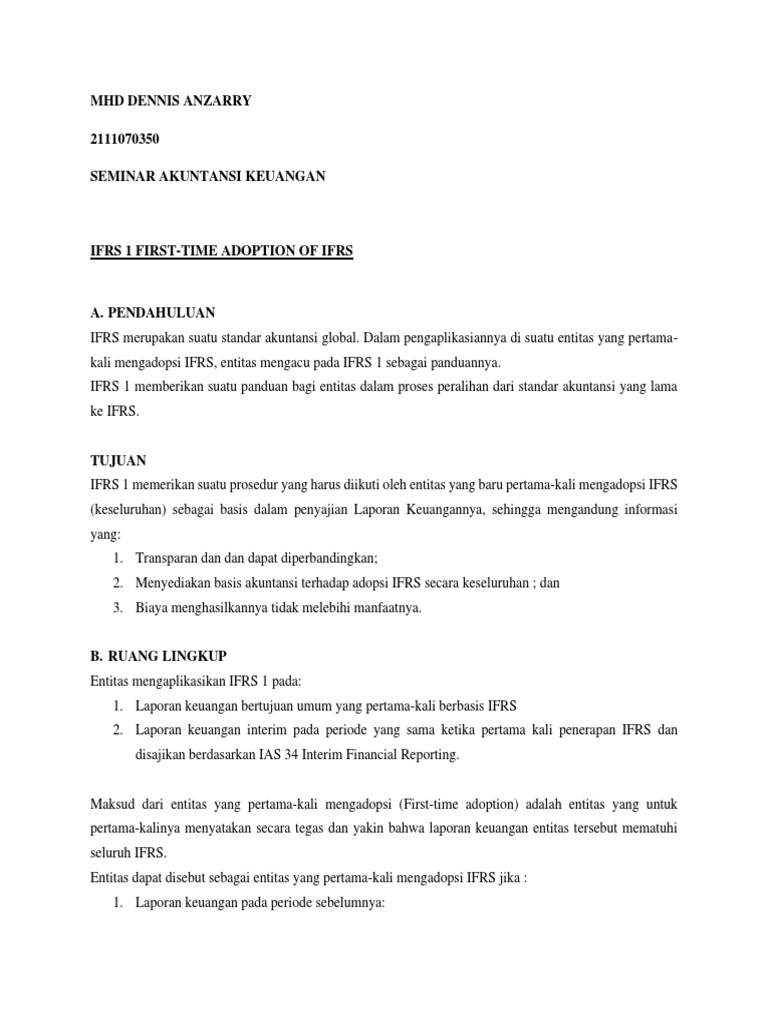 Tugas Ifrs 1 | PDF