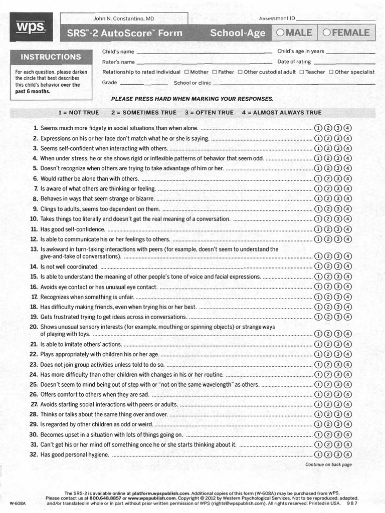 Child SRS2 Client | PDF | Cognition | Cognitive Science
