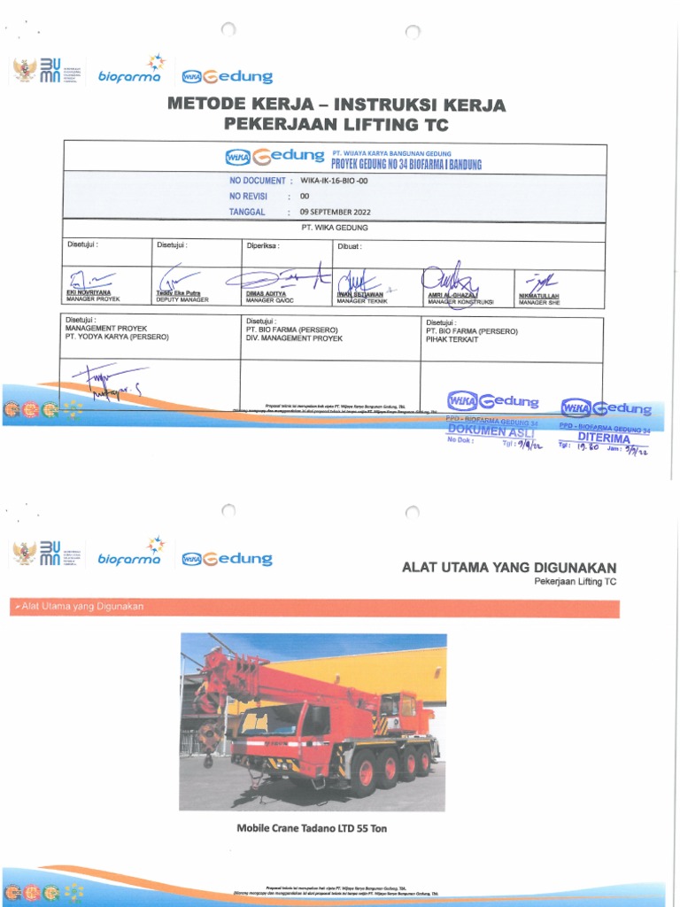 Metode Kerja - Lifting TC | PDF
