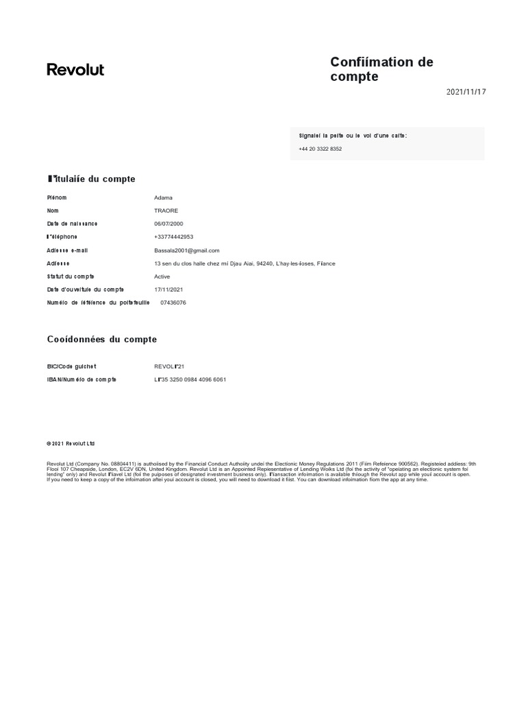 RIB Hamadou COULIBALY REVOLUT BANQUE-1 2 | PDF