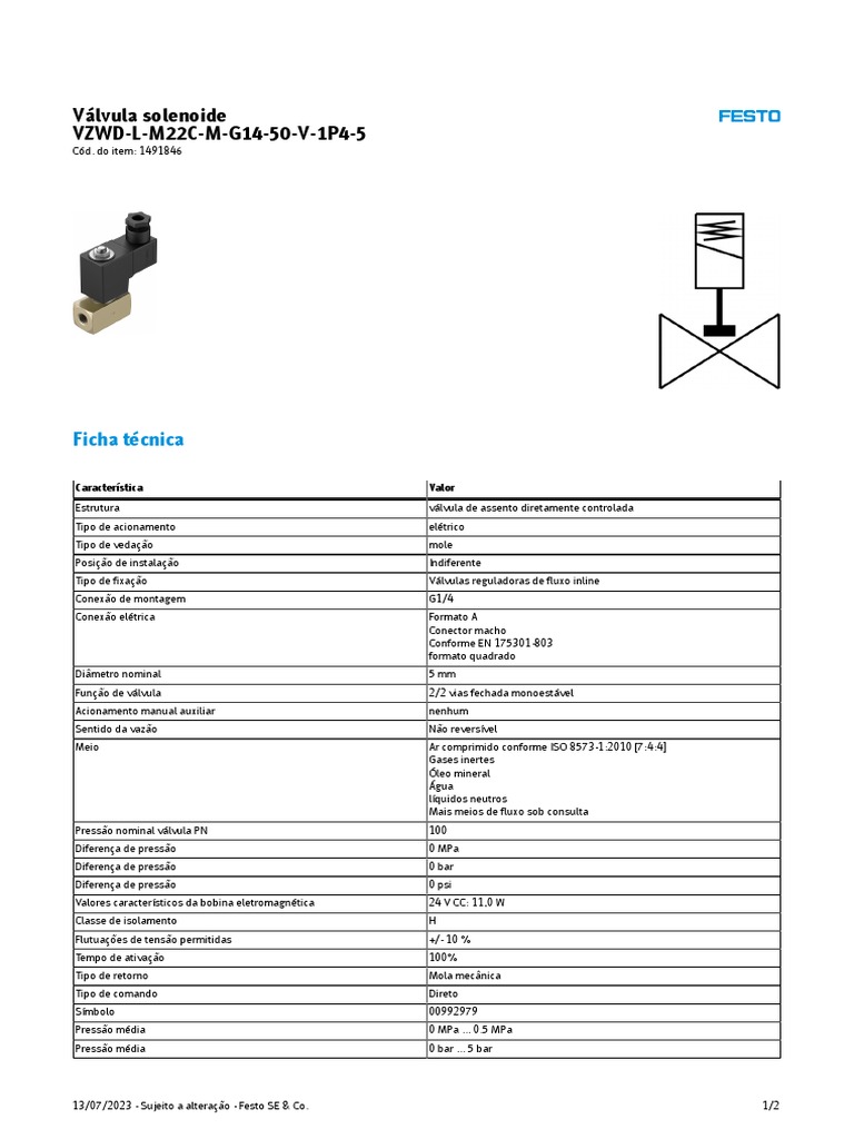 Datasheet | Download grátis PDF | Válvula | Pressão