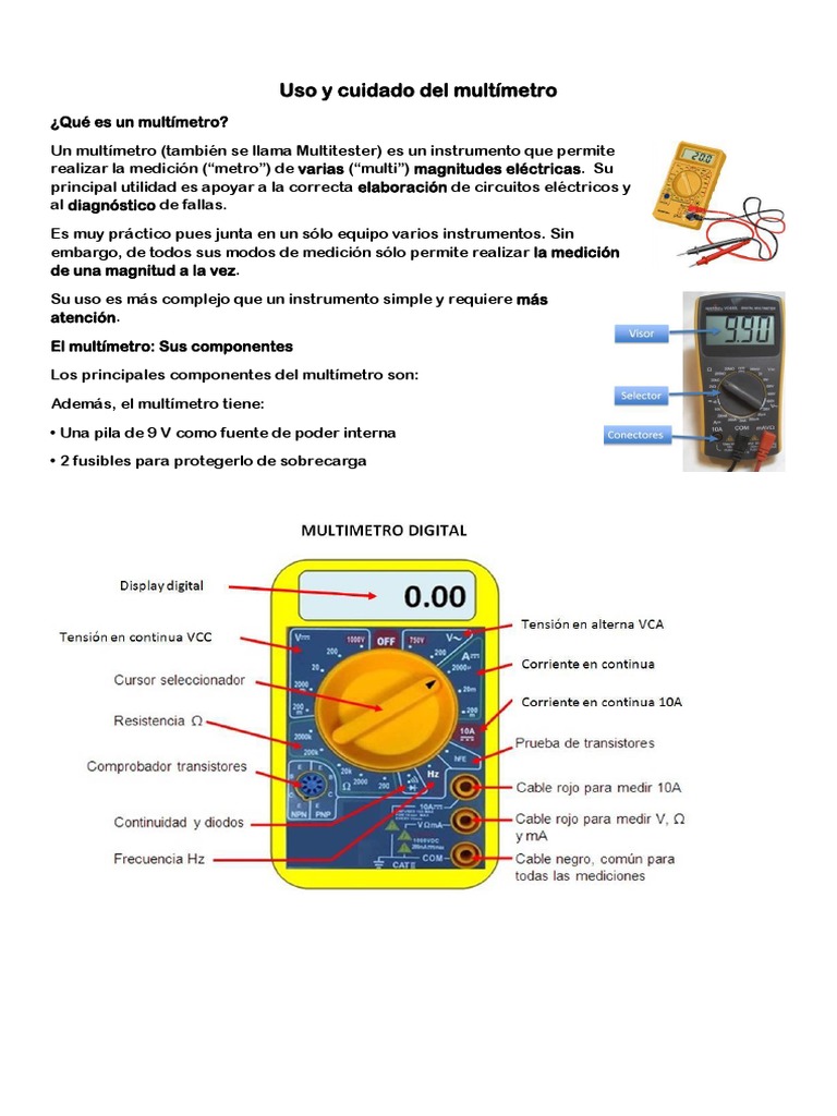 Guía Completa sobre el Multímetro | PDF | Diodo | Corriente eléctrica