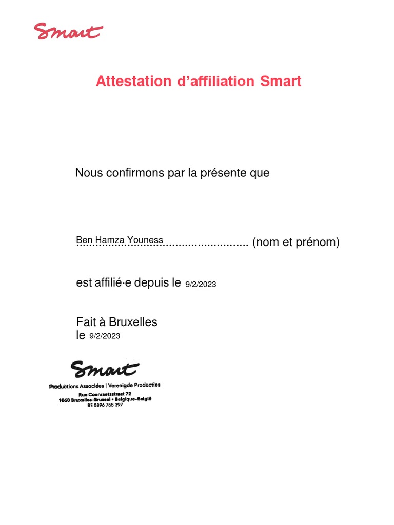 Attestation Affiliation | PDF