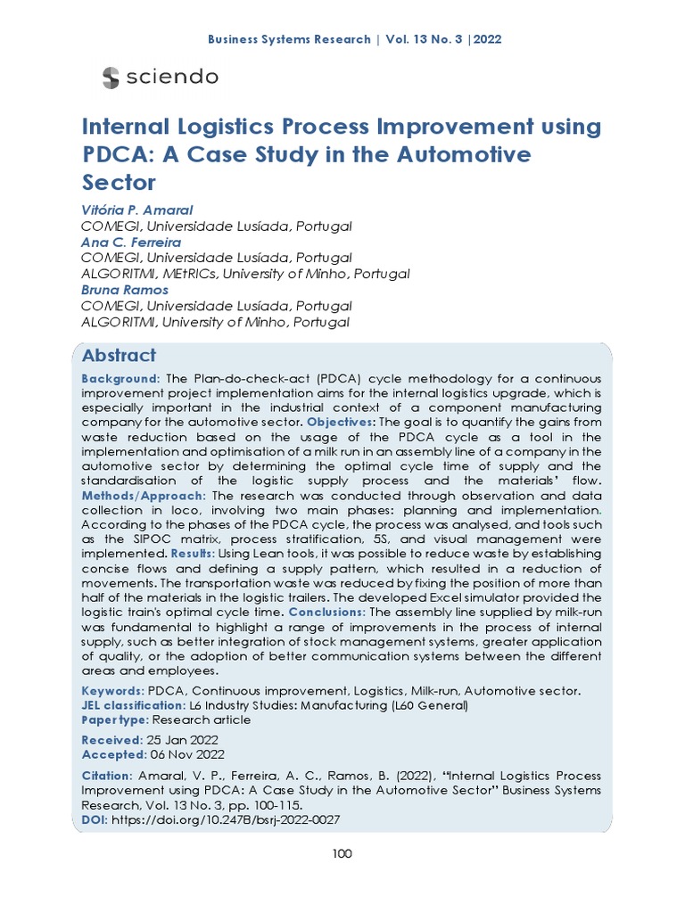 Internal Logistics Process Improvement Using PDCA | PDF | Logistics ...