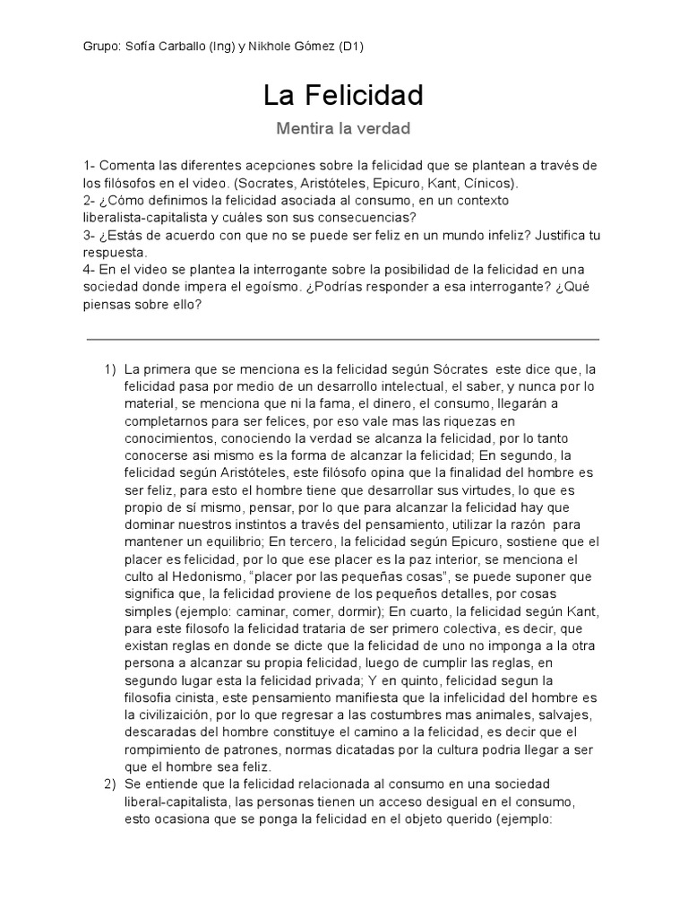 Filosofía y Consumo: La Búsqueda de la Felicidad | PDF | Felicidad | Placer