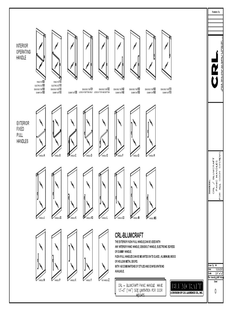 Blumcraft Panic Handles System CAD Drawings | PDF | Door | Architectural Elements