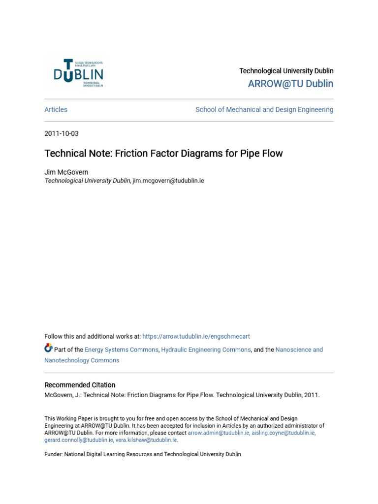 Technical Note - Friction Factor Diagrams For Pipe Flow | PDF | Fluid Dynamics | Reynolds Number