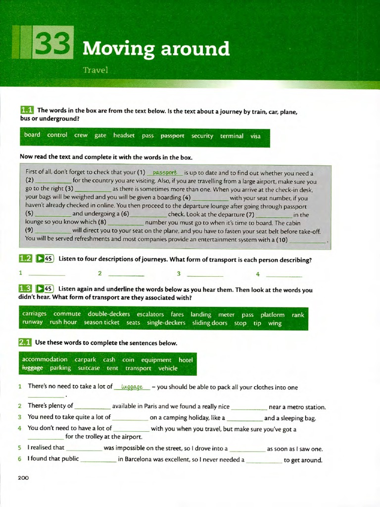 Unit 9 Vocabulary-Moving Around | PDF | Transport