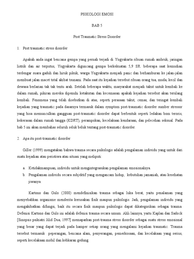Psikologi Emosi Materi PTSD | PDF