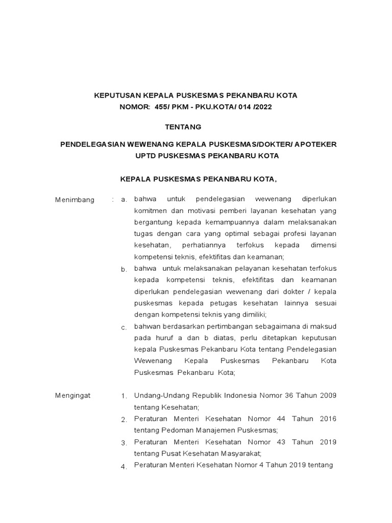 SK Pelimpahan Wewenang 2022 | PDF