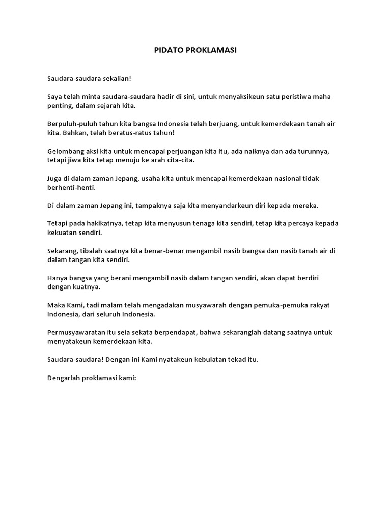 Pidato Proklamasi Bung Karno | PDF