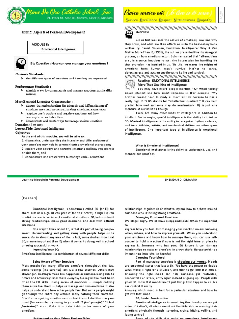 Per Dev 8 | PDF | Emotional Intelligence | Intelligence