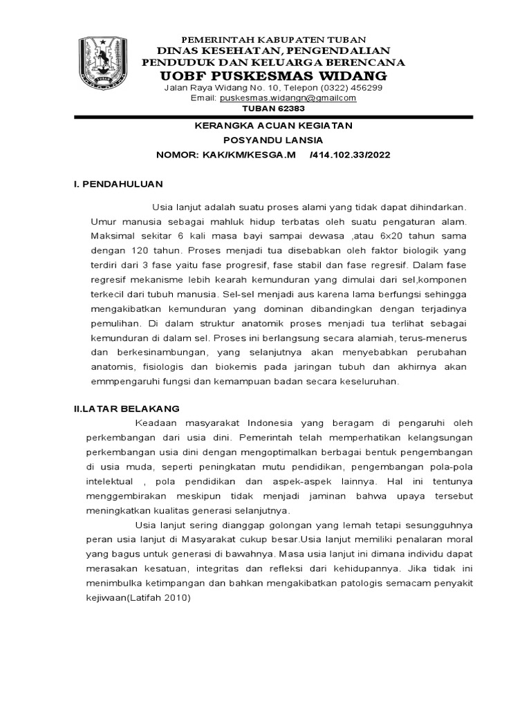 Kak Posyandu Lansia 2023 | PDF