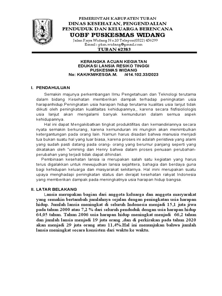 Kak Edukasi Lansia Resiko Tinggi 2023 | PDF