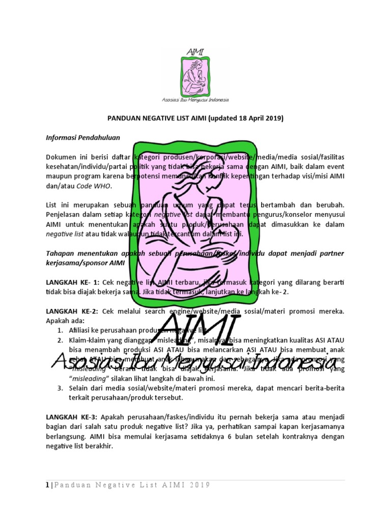 Panduan Negative List AIMI April 2019-11 | PDF Panduan Negative List AIMI April 2019-11 | PDF
