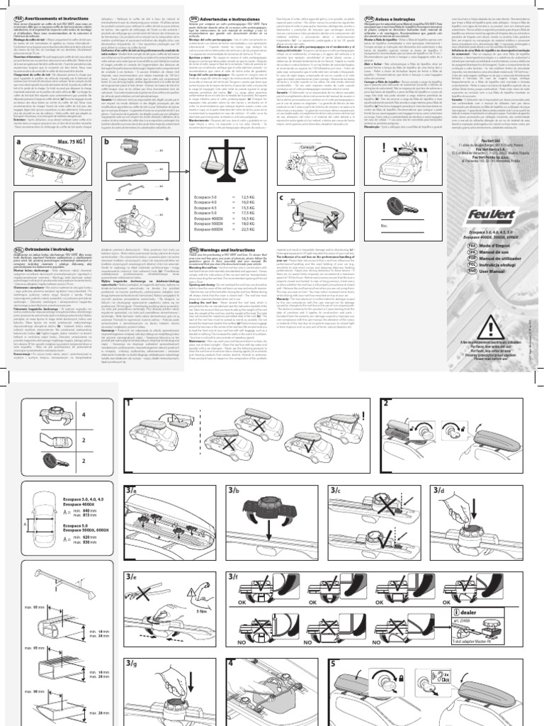 Feu Vert Ecospace 4.5 Roof Box | PDF