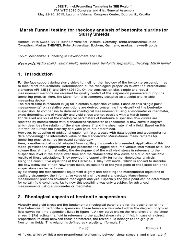 Marsh Funnel Testing For Rheology Analys | PDF | Fluid Mechanics | Rheology