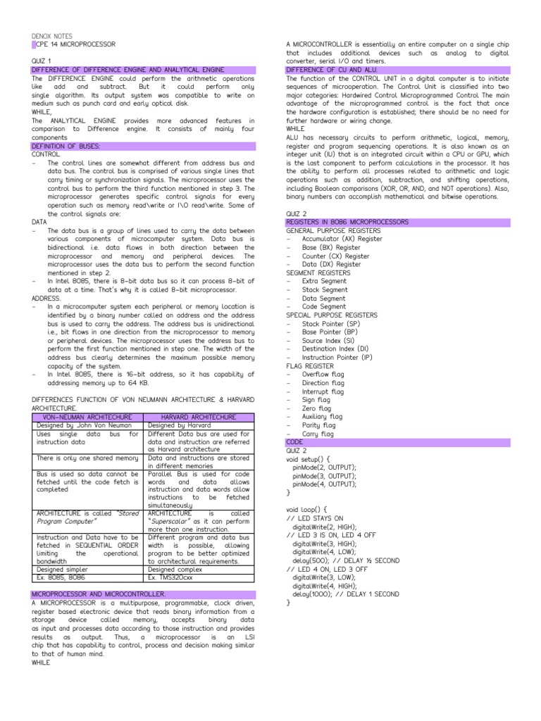 Cpe 14 Microprocessor Midterm Reviewer | PDF | Central Processing Unit ...