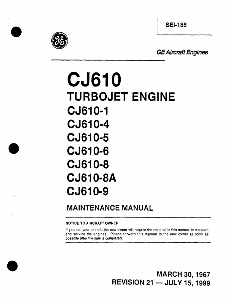 SEI-186 - Maintenance Manual CJ610 | PDF