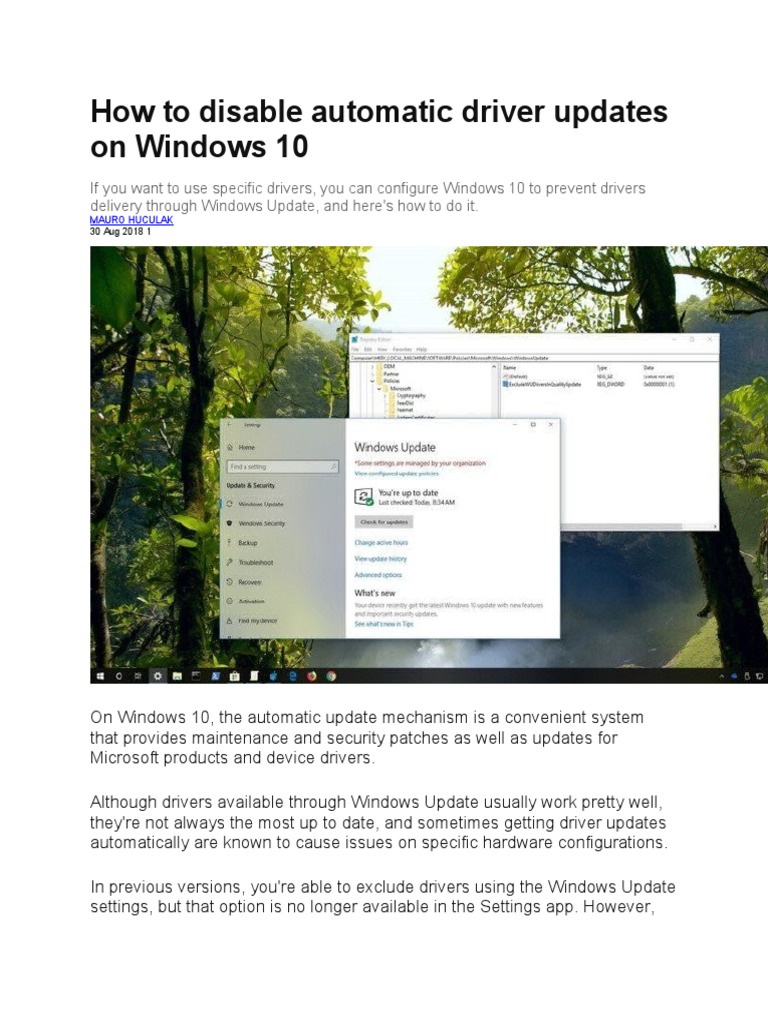 Disable Windows 10 Driver Updates | PDF | Windows 10 | Windows Registry