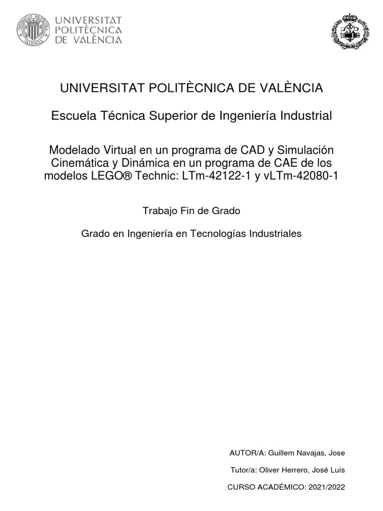 Guillem - Modelado Virtual en Un Programa de CAD y Simulacion Cinematica y Dinamica en Un ...