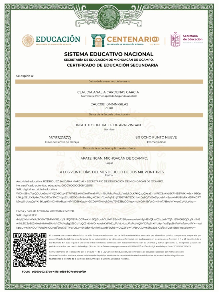 Certificado de Electronico - Claudia Analia Cardenas Garcia | PDF