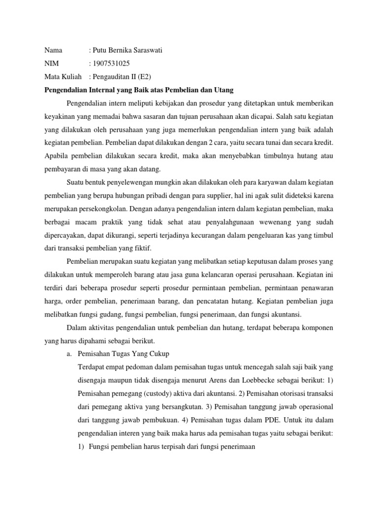 Putu Bernika Saraswati - Pengauditan II E2 - Tugas Individu | PDF