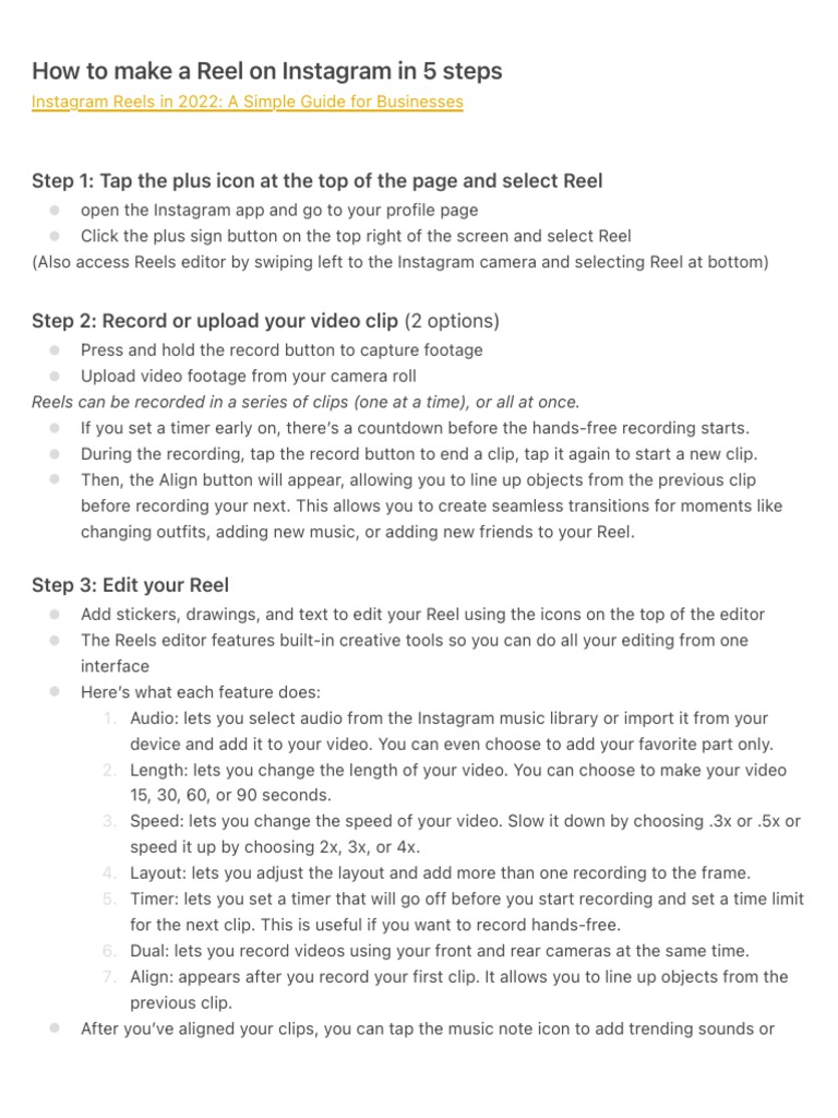 How To Make A Reel On Instagram in 5 Steps | PDF | Icon (Computing ...