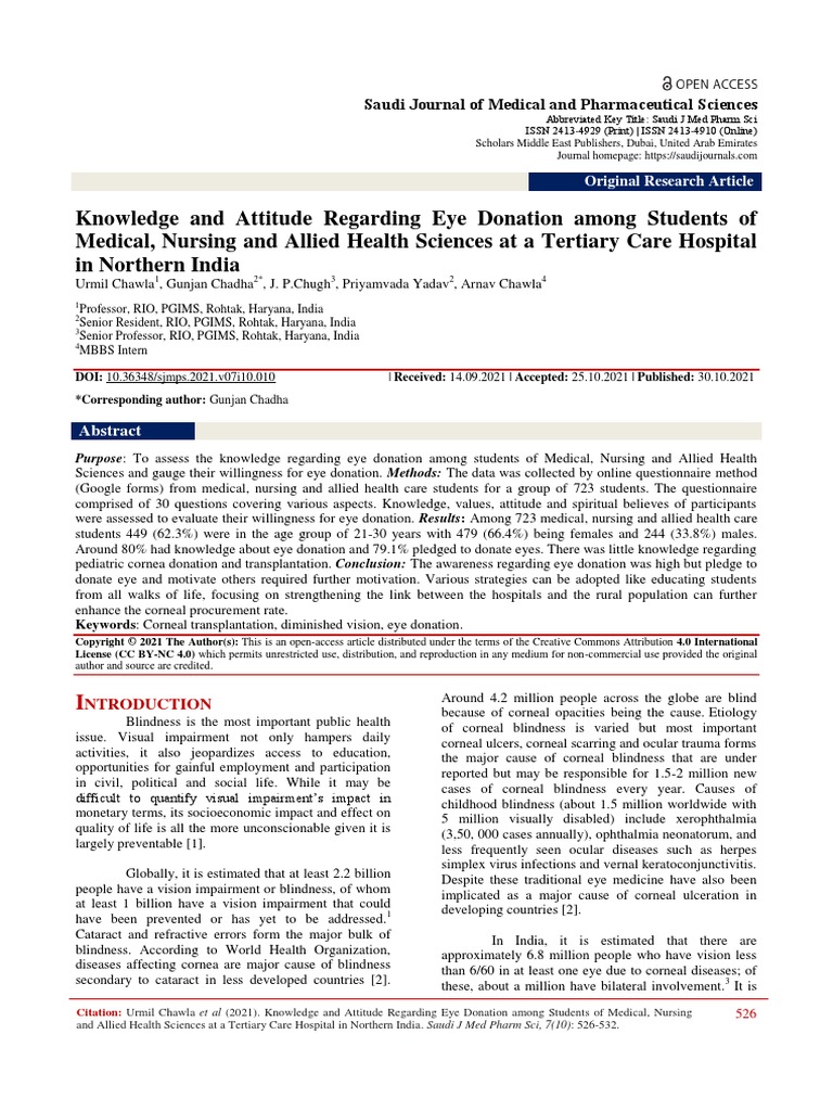 Eye Donation 1 | PDF | Visual Impairment | Cornea