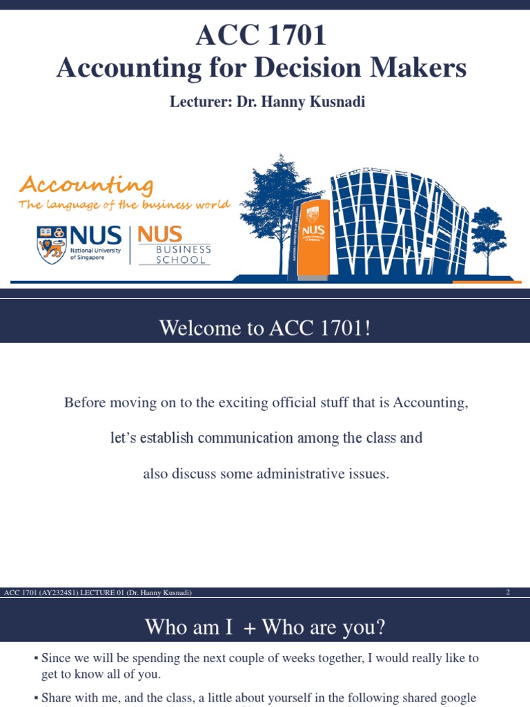 Lecture 01 Slides - Accounting in Business & FS Overview | PDF ...