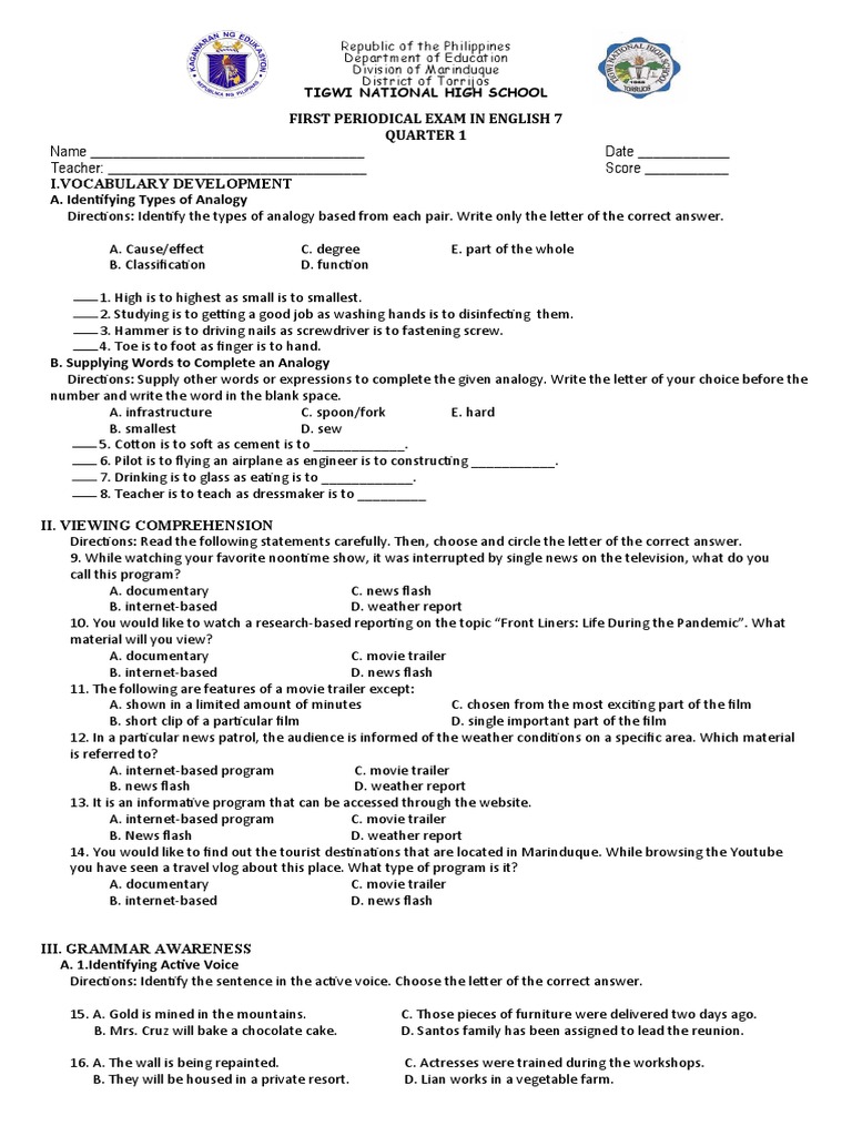 First Periodical Test | PDF