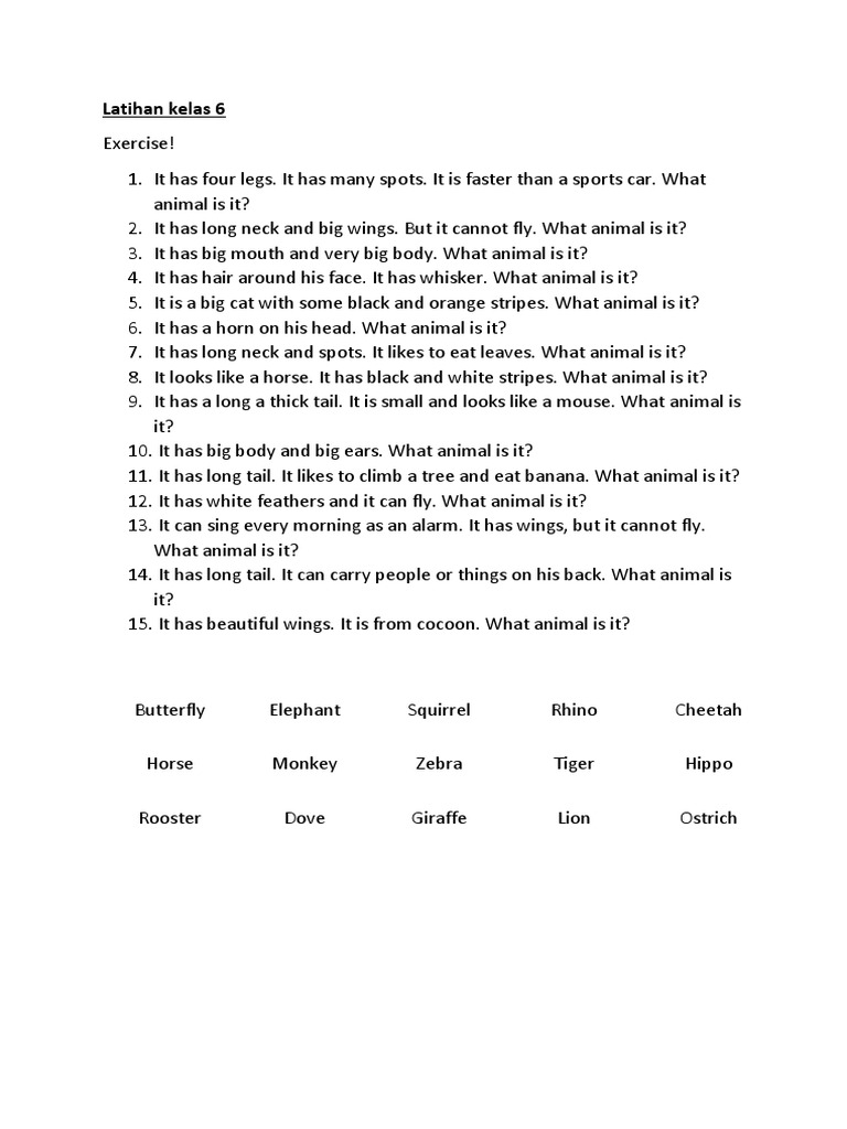 Animal Guessing Quiz for Kids | PDF