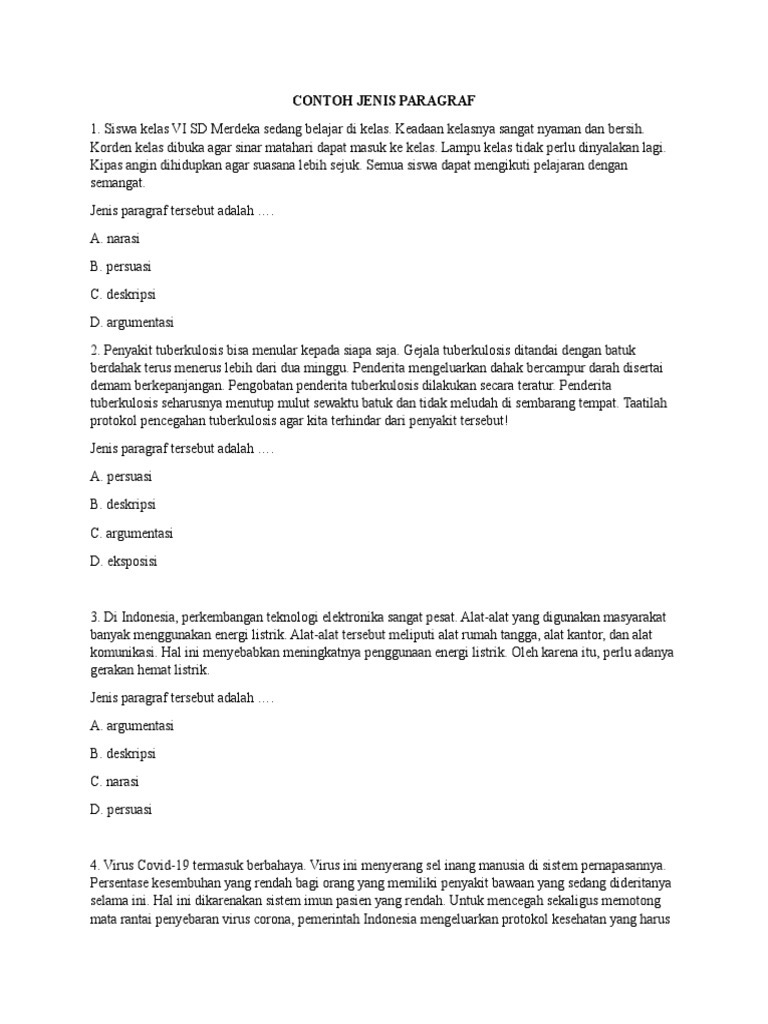 CONTOH JENIS PARAGRAF Fix | PDF