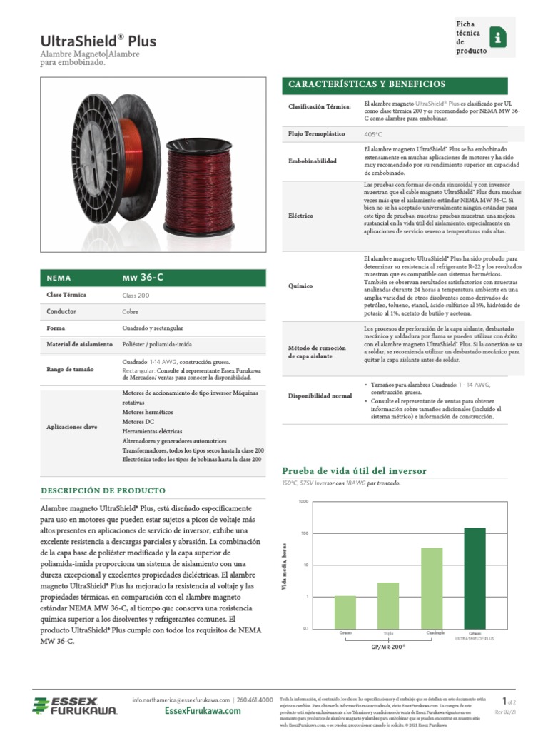Essex Furukawa Datasheet Ultrashield Plus 36C Spanish | PDF | Aislador (Electricidad) | Soldadura