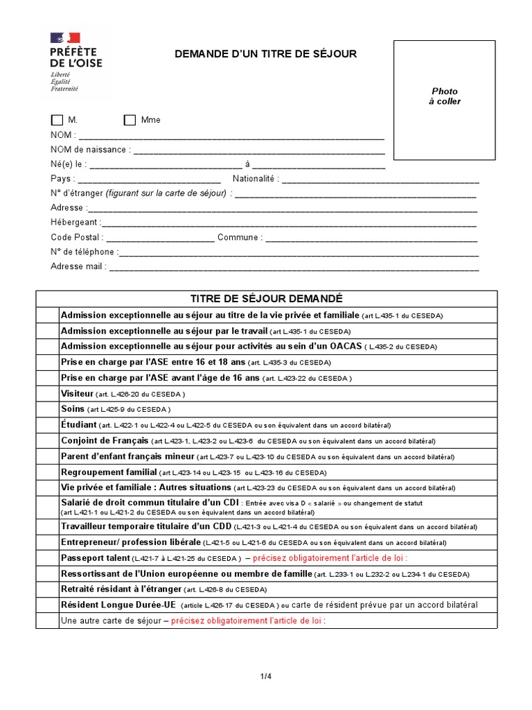 Demande de Titre de Séjour CESEDA | PDF | Visa (Document)