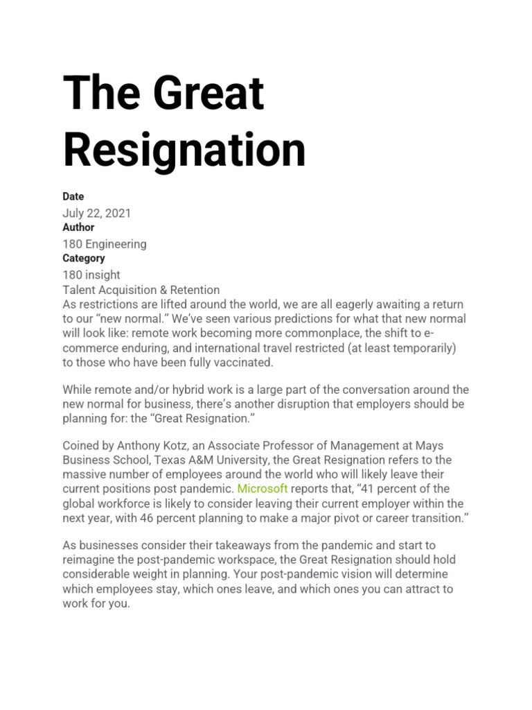 The Great Resignation | PDF | Employment | Economies